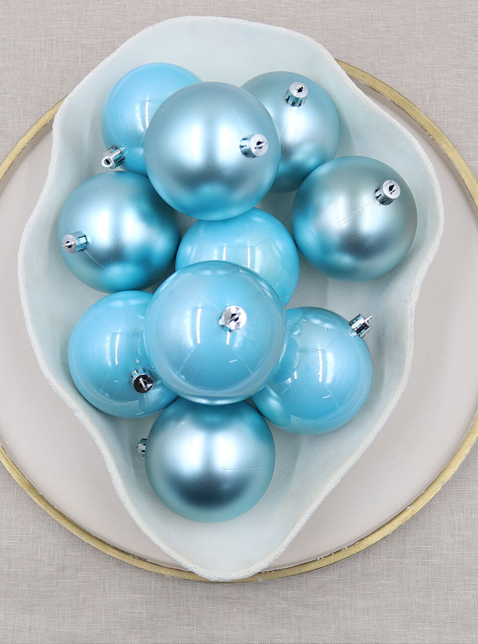 Baby Blue Christmas Baubles 70mm Pearl Matte Packs