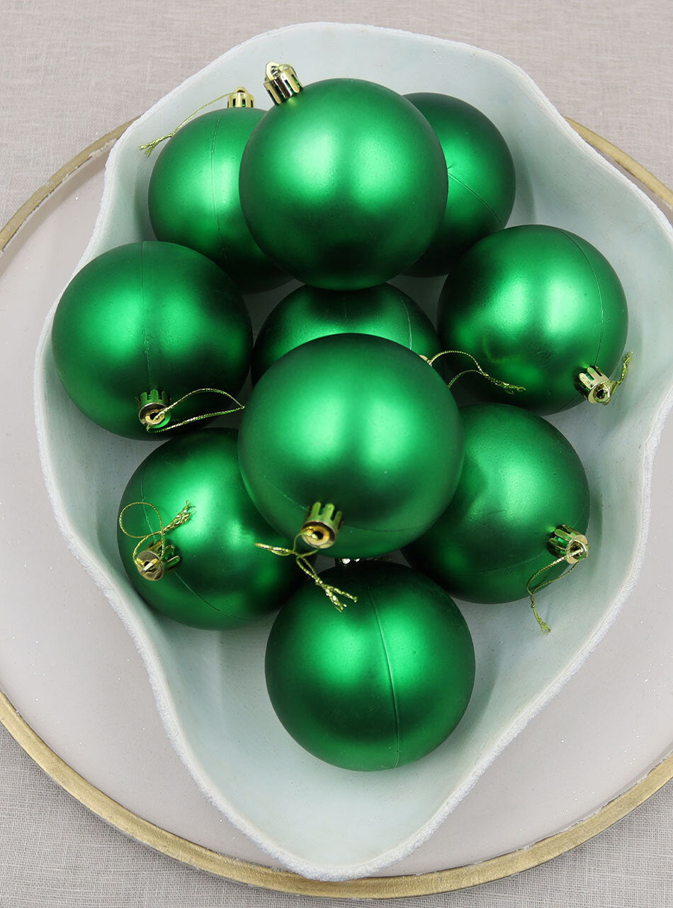 Green Christmas Baubles 80mm Matte Packs