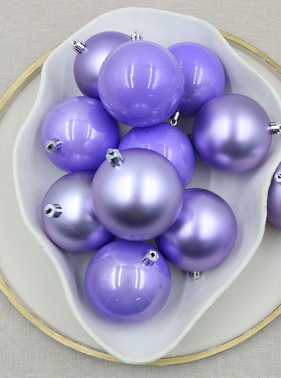 Light Purple Christmas Baubles 70mm 24 Pack