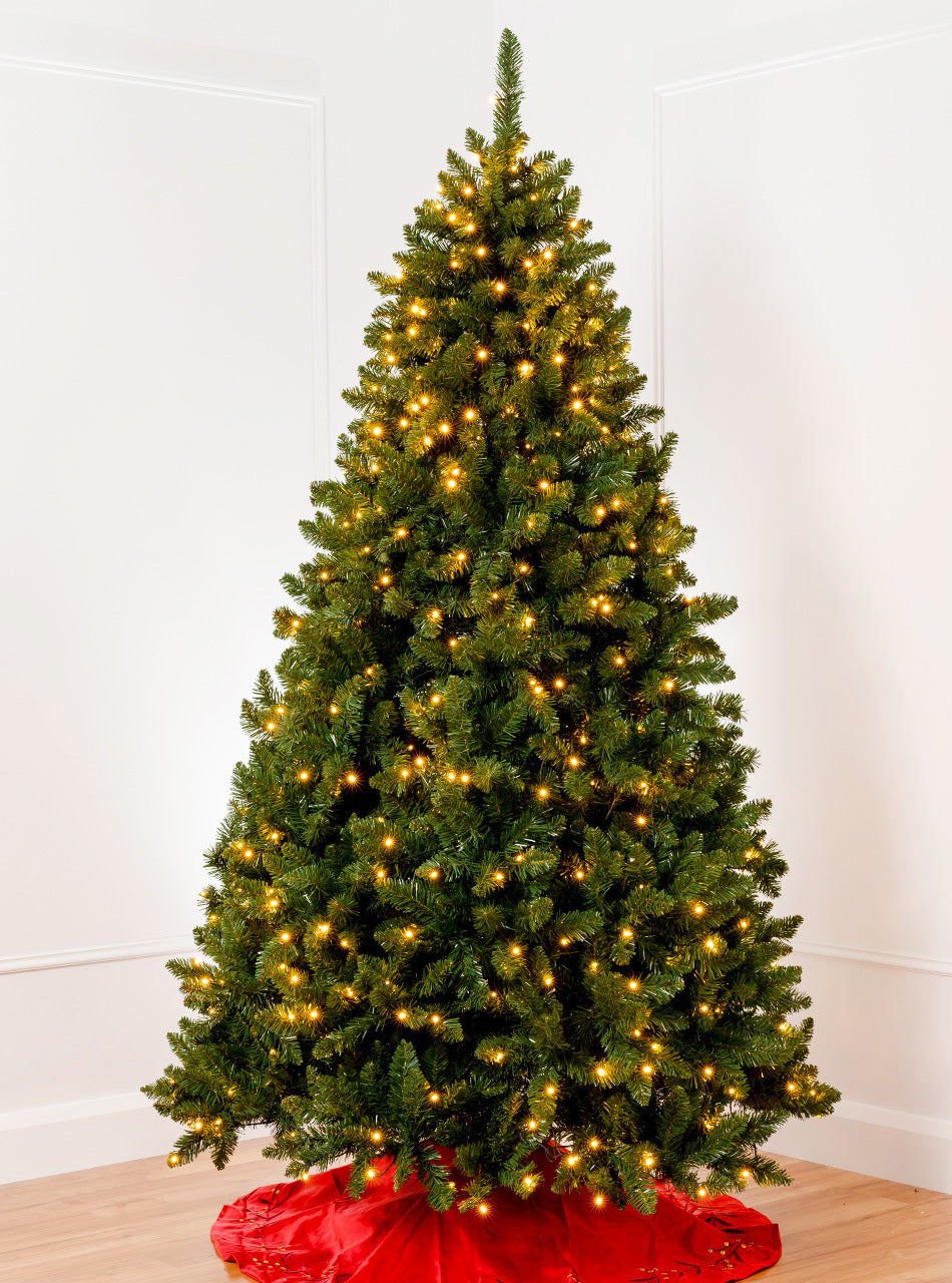 Bavarian Fir Green 8ft Pre Lit Christmas Tree Led Warm White