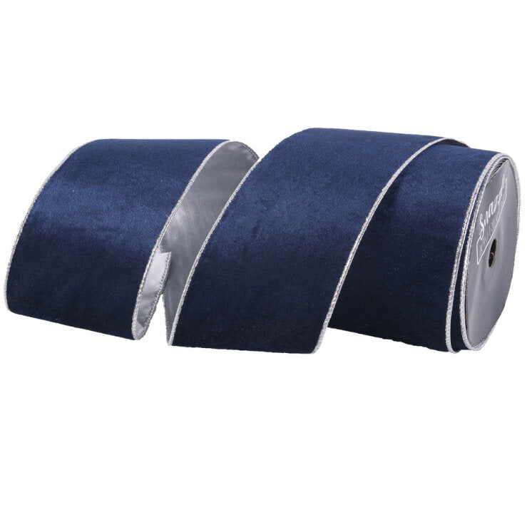 NAVY BLUE Velour Double Layer Ribbon 10cm Wide